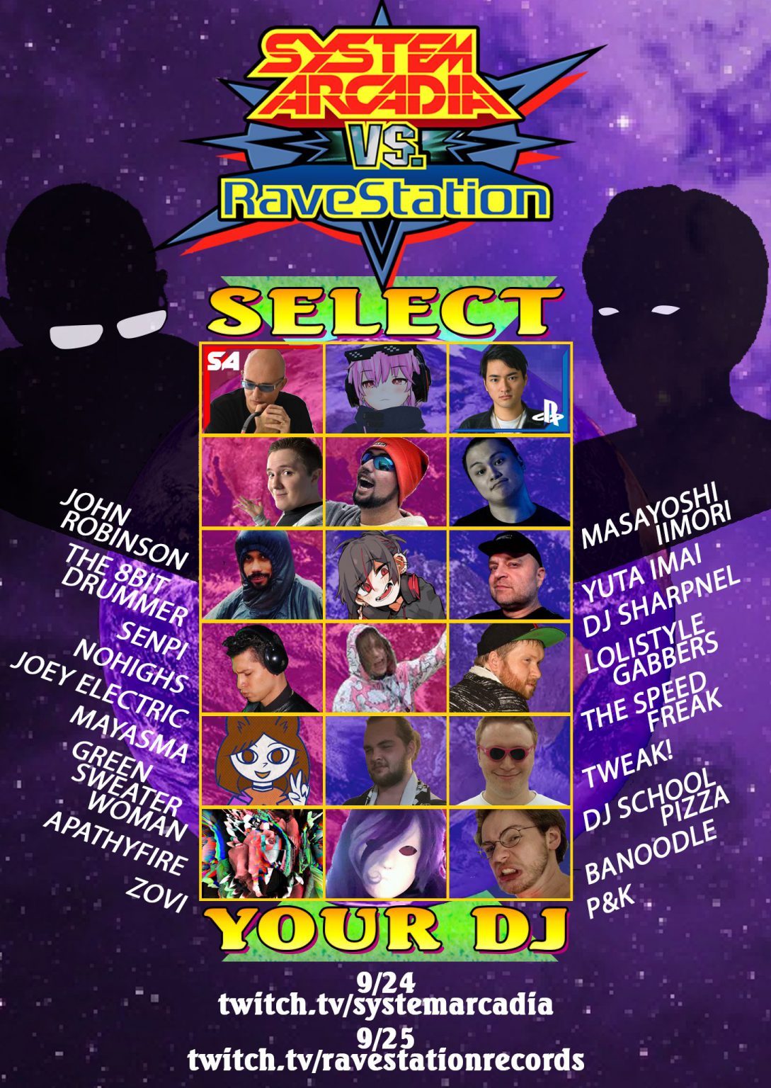 2021.9.24-25オンラインレイヴフェス SYSTEM ARCADIA VS RAVE STATIONにDJ SHARPNEL出演（日本時間タイムテーブル更新 ...